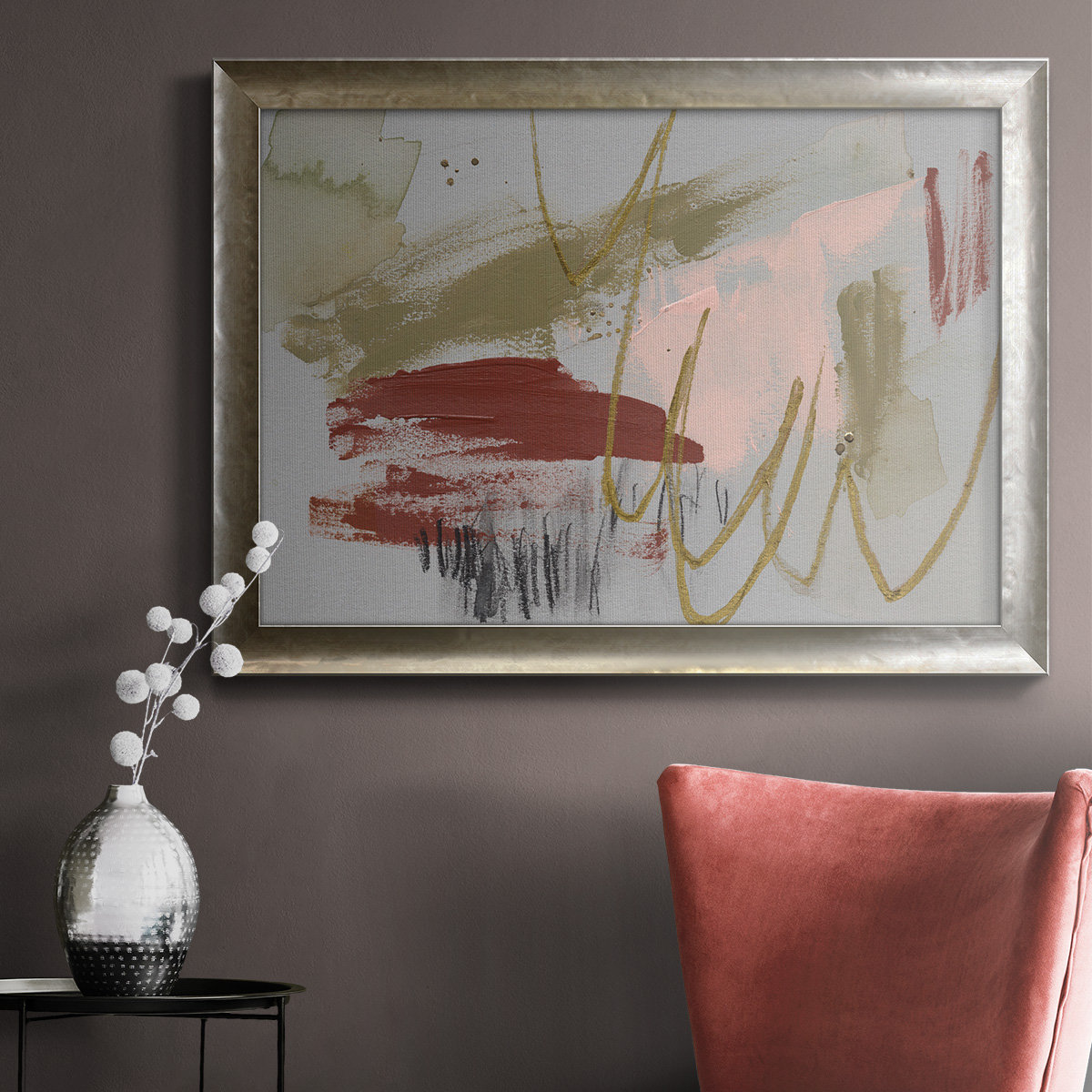 Wrought Studio™ Scribbles & Paint I Premium Framed Canvas- Ready To Hang | Wayfair